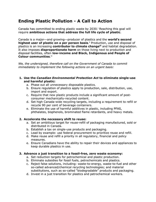 Joint Call to Action on Plastics Pollution - Page 1