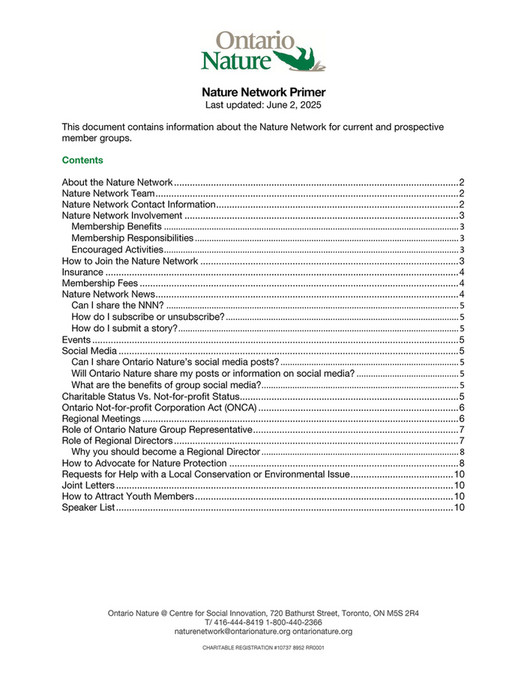 Nature Network Frequently Asked Questions - Ontario Nature - Page 1