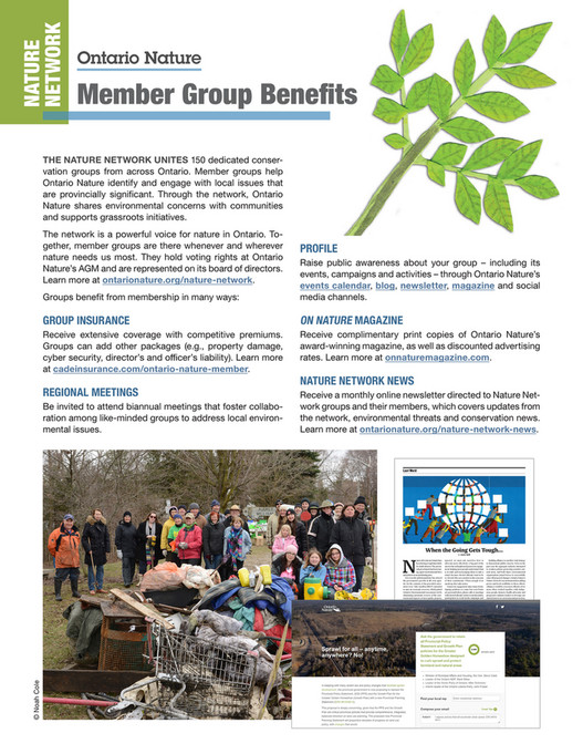 Ontario Nature's Nature Network Member Group Benefits - Page 1
