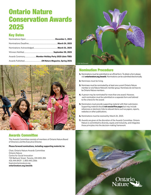 Ontario Nature 2025 Conservation Awards Flyer - Page 2