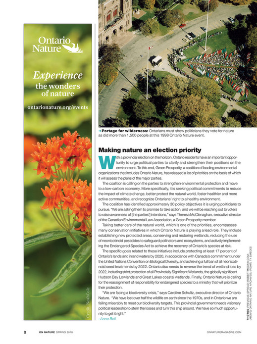 ON Nature magazine - Spring 2018 - Page 8-9